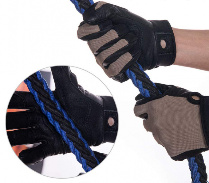 Tight Fitting Tactical Fast Rope Gloves Goatskin Palm Spandex Back